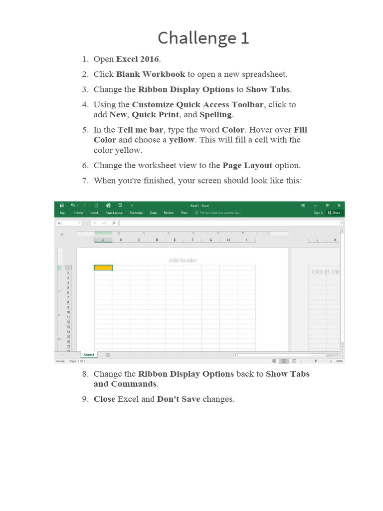 Chellenges For Excel | PDF | Microsoft Excel | Spreadsheet