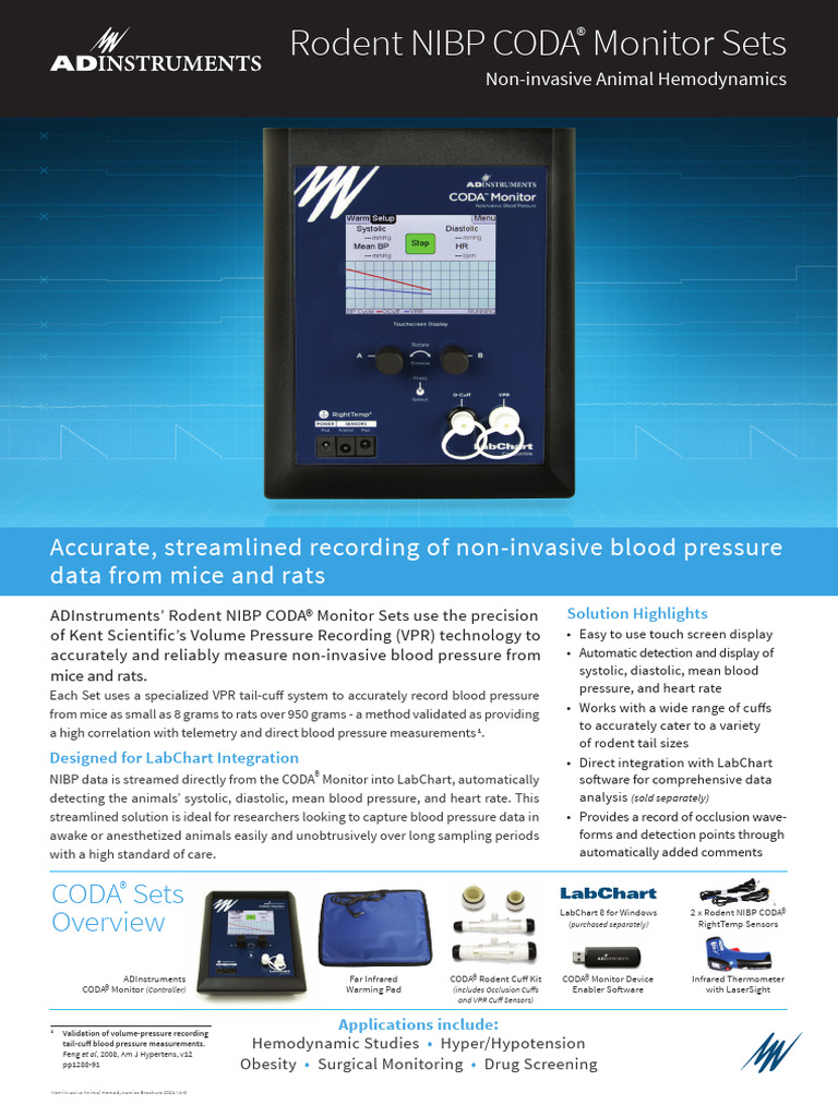 ADInstruments CODAMonitor Brochure | PDF | Blood Pressure | Hemodynamics