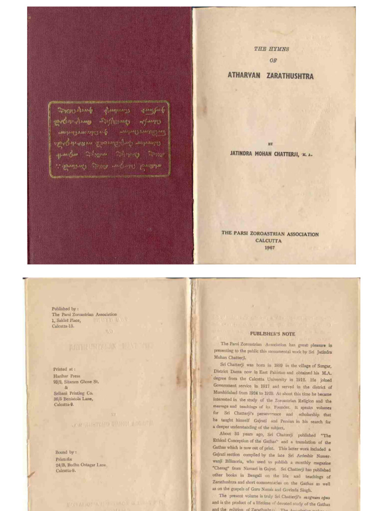 The Hymns of Atharvan Zarathushtra by Jatindra Mohan Chatterji | PDF