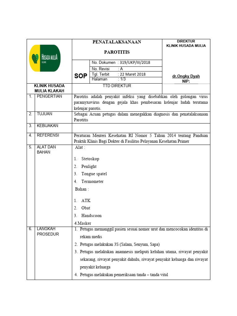 Penatalaksanaan Parotitis Anak | PDF