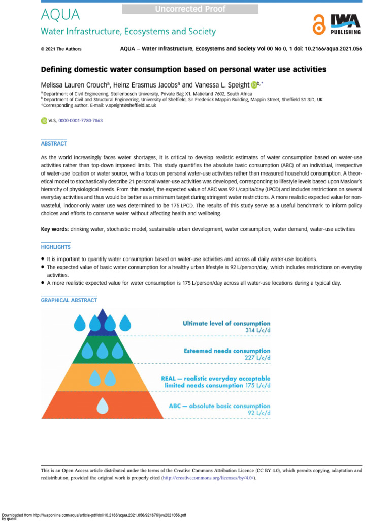 Defining Domestic Water Consumption | PDF | Water | Hygiene