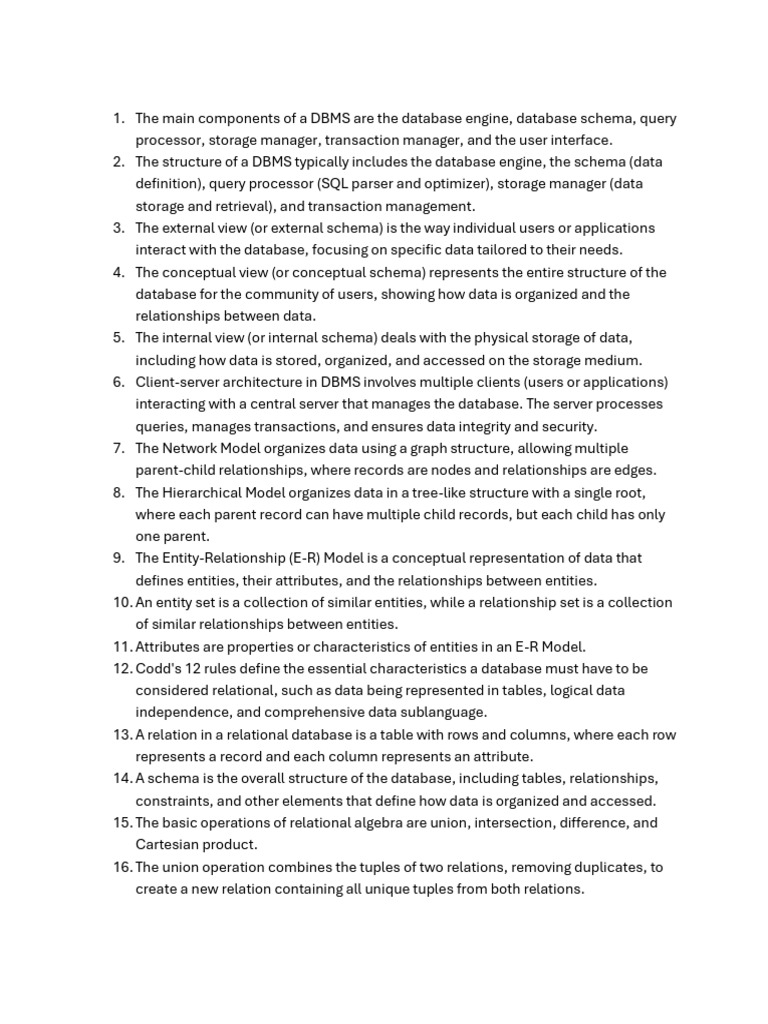 DBMS Answer 1 | PDF | Databases | Relational Model