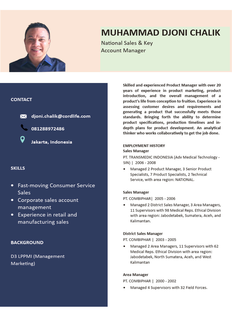 CV - M Djoni Chalik BP | PDF | Sales | Leadership