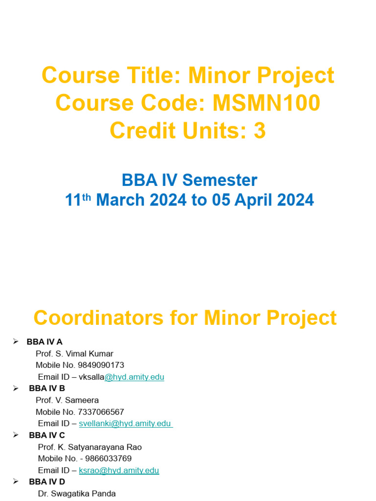 Minor Project Guidelines | PDF