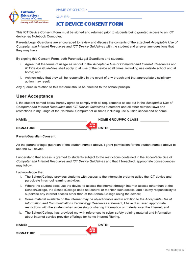EC ICT Device Consent Form | PDF | Internet | Information And ...