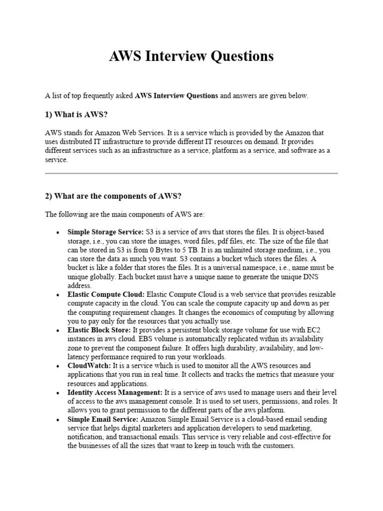 4 AWS Interview Questions | PDF | Cloud Computing | Computer Engineering