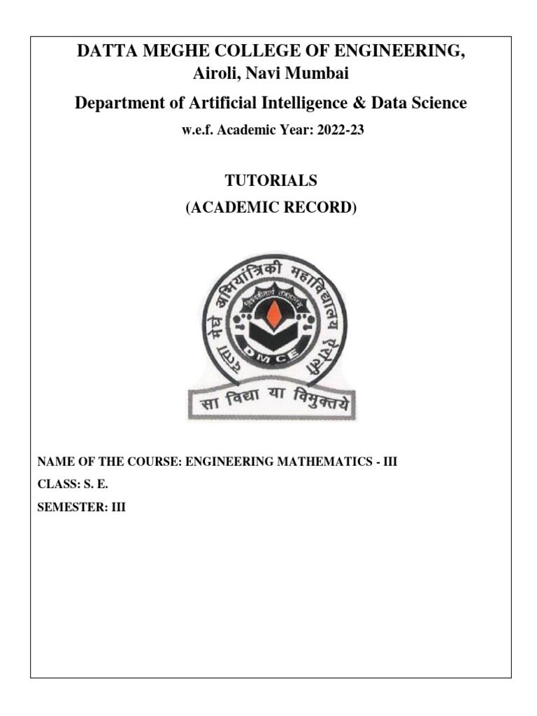 Engineering Mathematics III Tutorials | PDF | Engineering | Artificial ...
