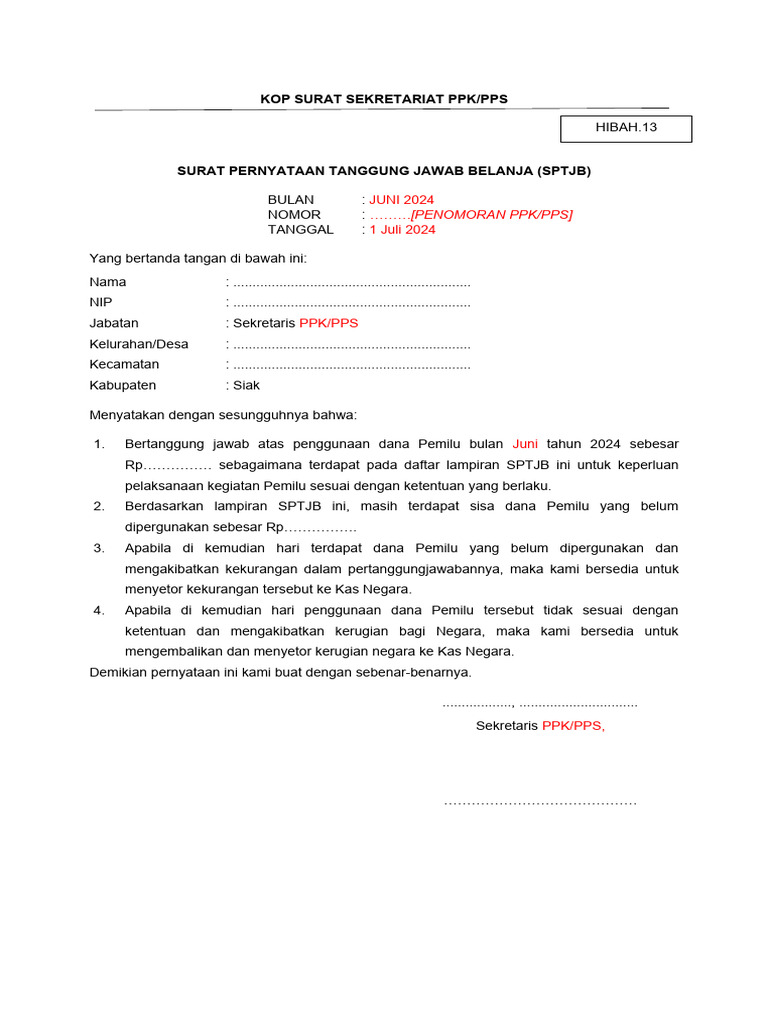 Form Hibah 13 Ppk-Pps | PDF
