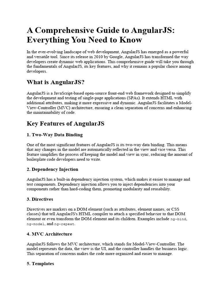 A Comprehensive Guide To Angularjs Pdf Angular Js Java Script 7436