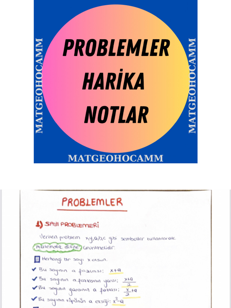 Problemler Hari̇ka Notlar | PDF