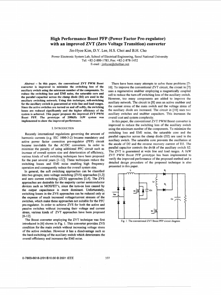 High Performance Boost PFP (Power Factor Pre-Regulator) With An ...