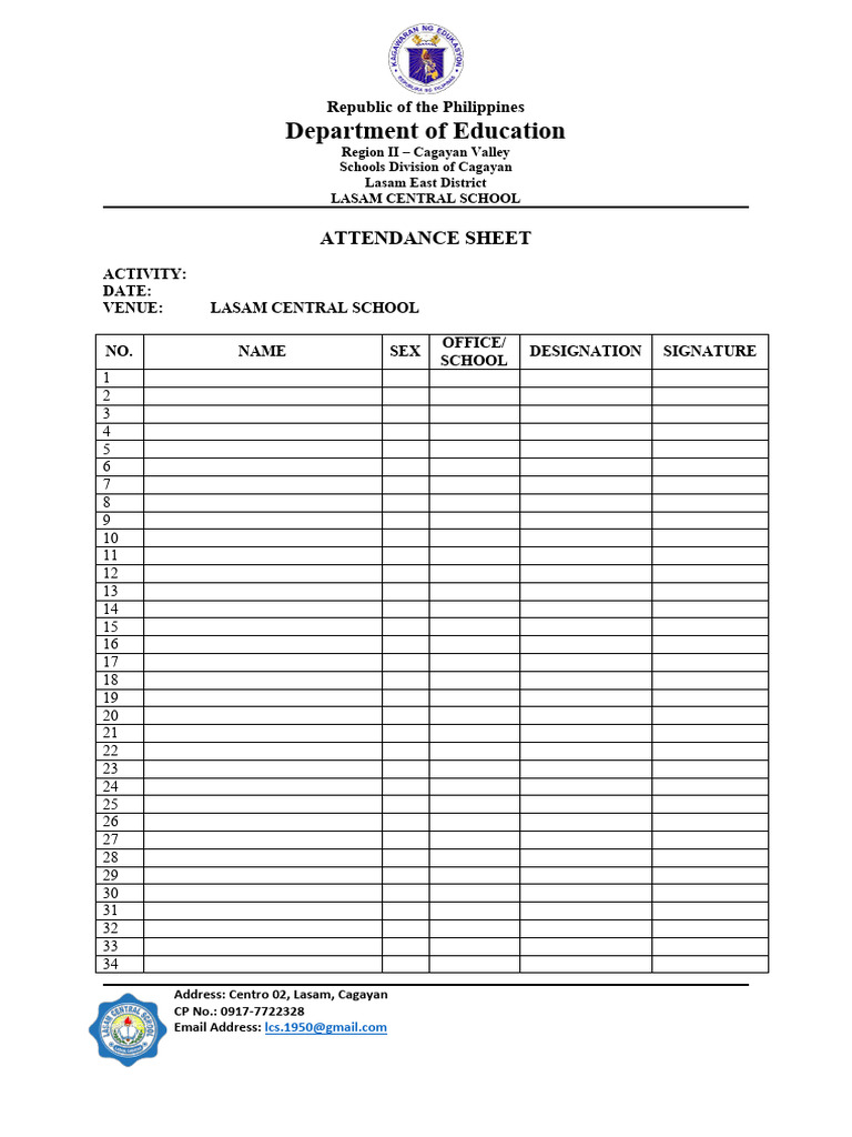 Attendance Sheet Official | PDF
