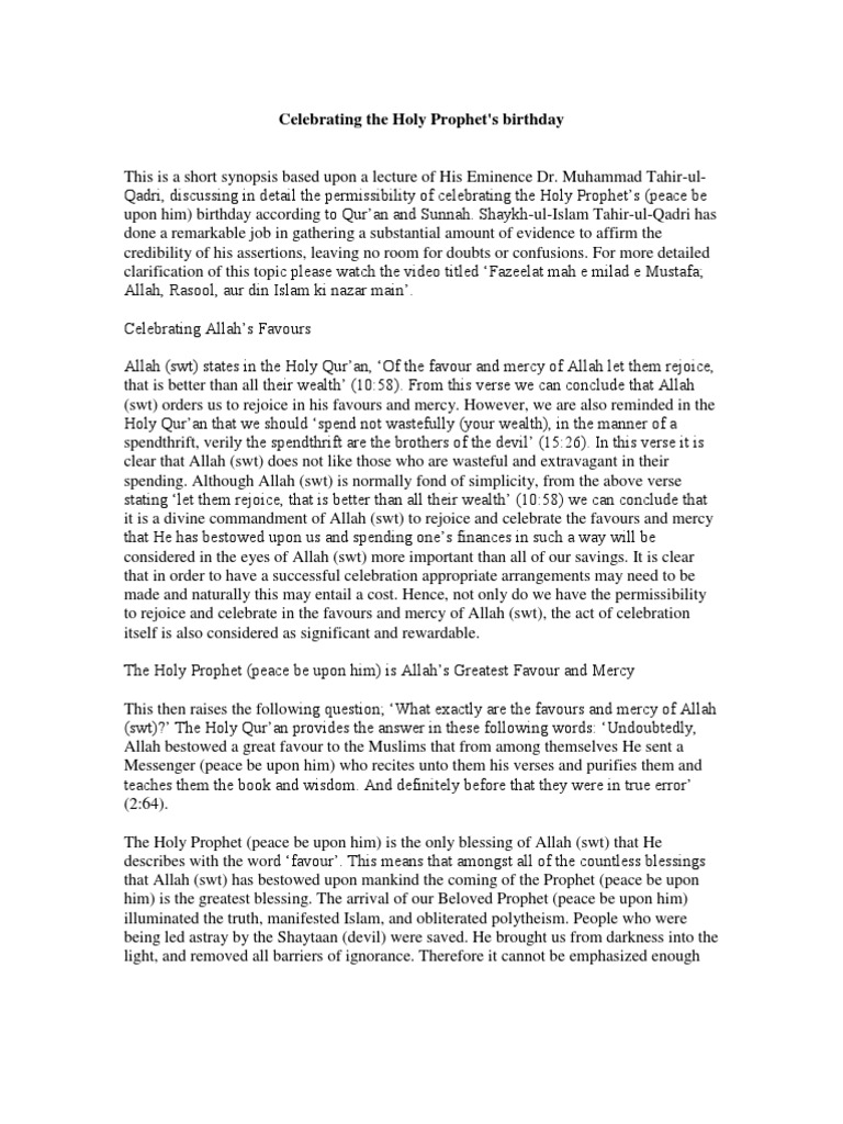 Celebrating The Holy Prophet | PDF | God In Islam | Muhammad