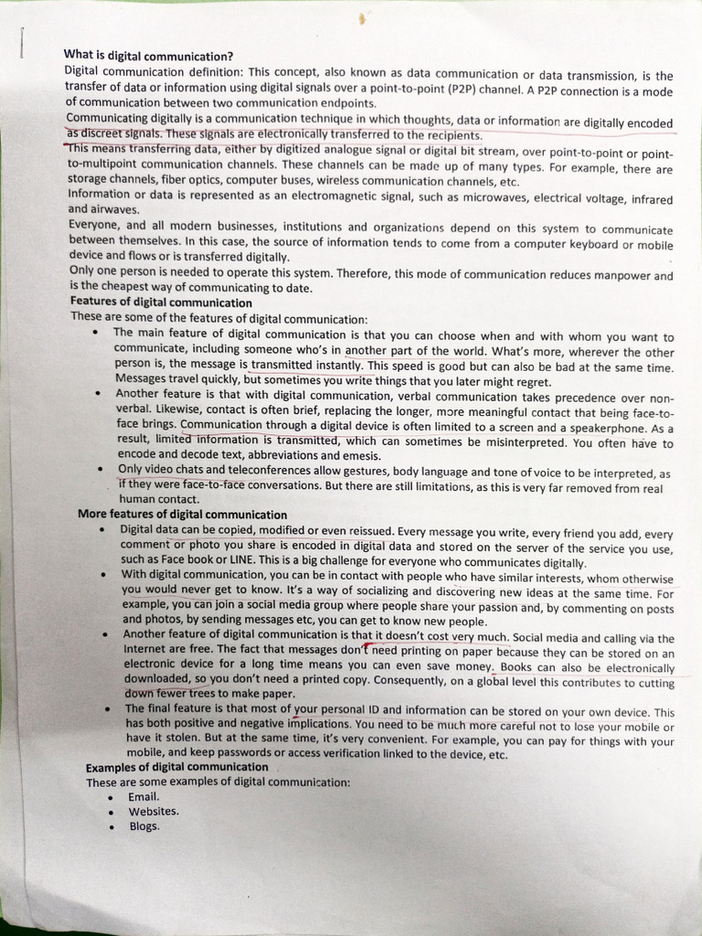 Digital Communication Pdf Telecommunications Human Communication