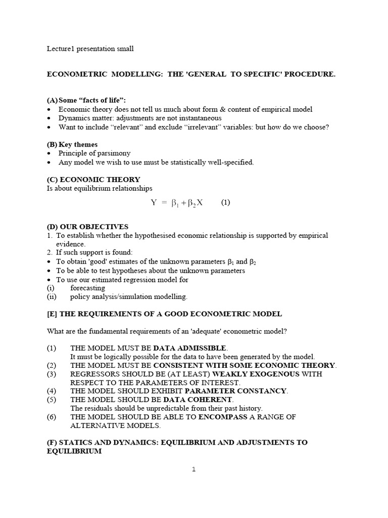 Lecture 1 Presentationsmall | PDF | Autoregressive Model | Econometrics