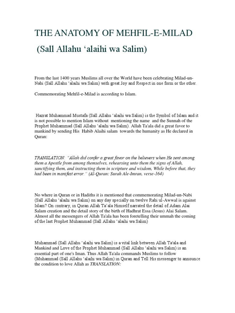 The Anatomy of Mehfil | PDF | Prophets And Messengers In Islam | Muhammad