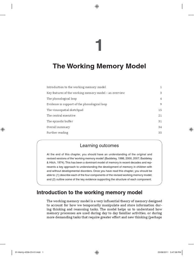 WorkingMemory Baddeley&Hitch | PDF | Working Memory | Memory