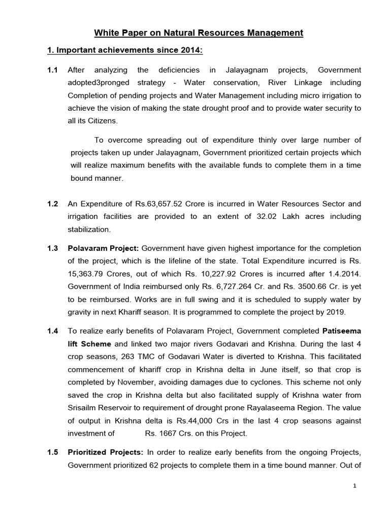 Whte Paper on Natural Resources | PDF | Environment | Environmental ...