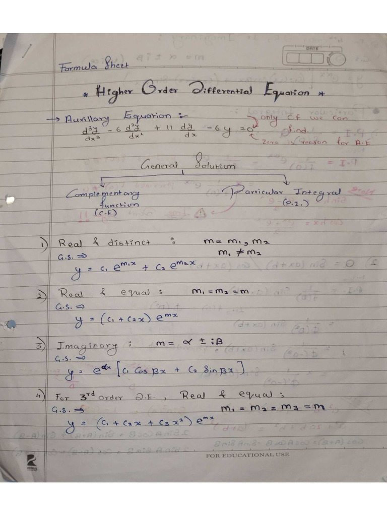 Higher Order Differential EQ Formula | PDF