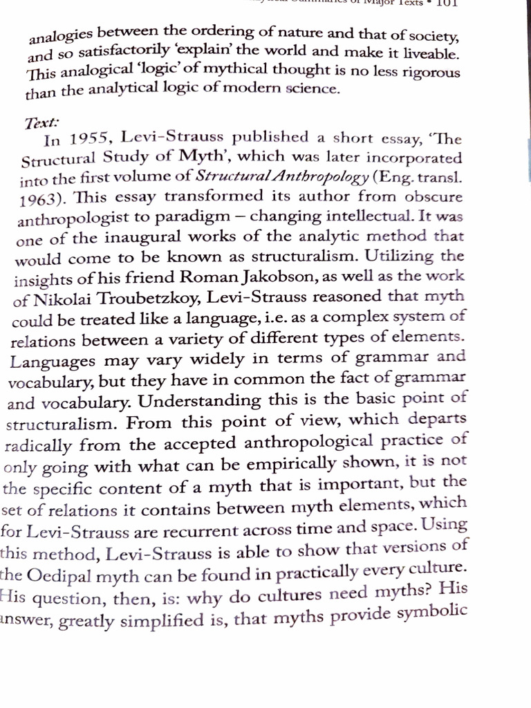 The Structural Study of Myth | PDF | Oedipus | Theory