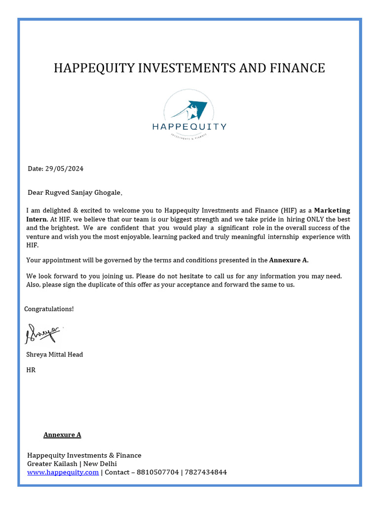 Offer Letter Format | PDF | Online And Offline | Business