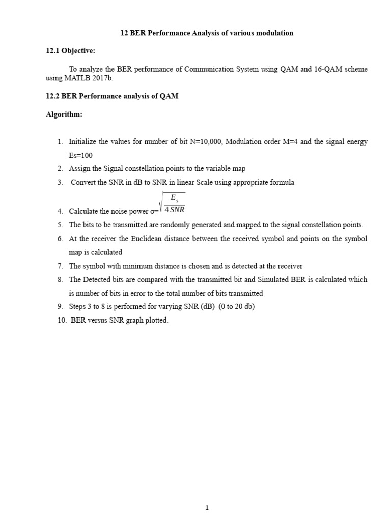 BER Analysis of QAM & 16-QAM | PDF | Information And Communications ...