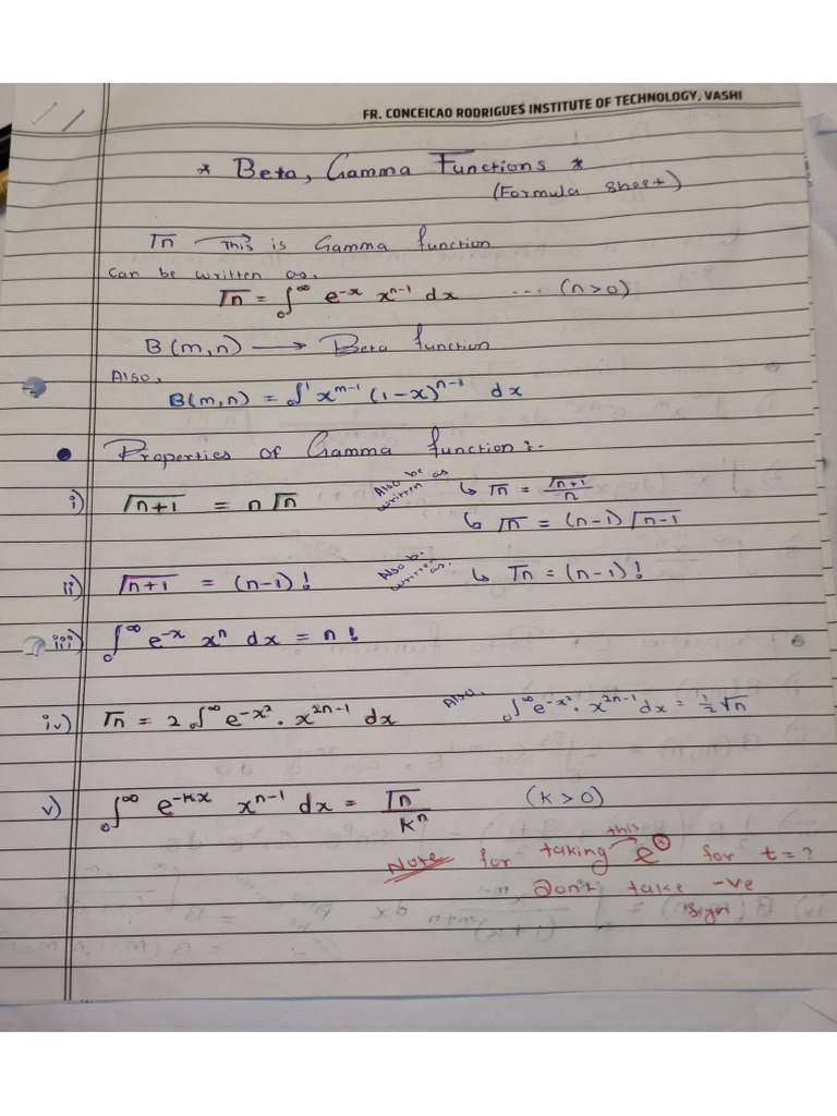 Beta Gamma Function Formula | PDF
