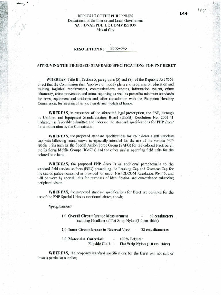 2003-045 - PNP Beret | PDF