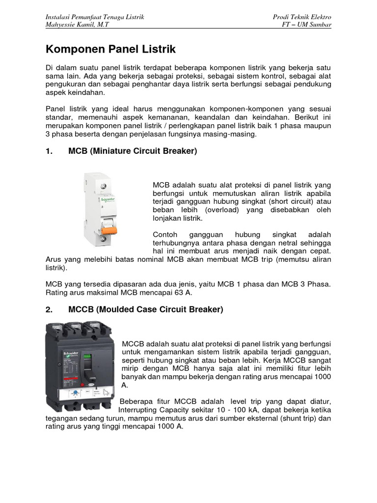 Jenis Panel Dan Komponennya | PDF
