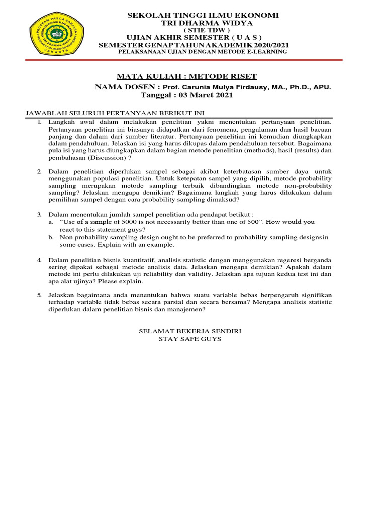 Uas Metode Riset - Hasbullah. | PDF | Komputer