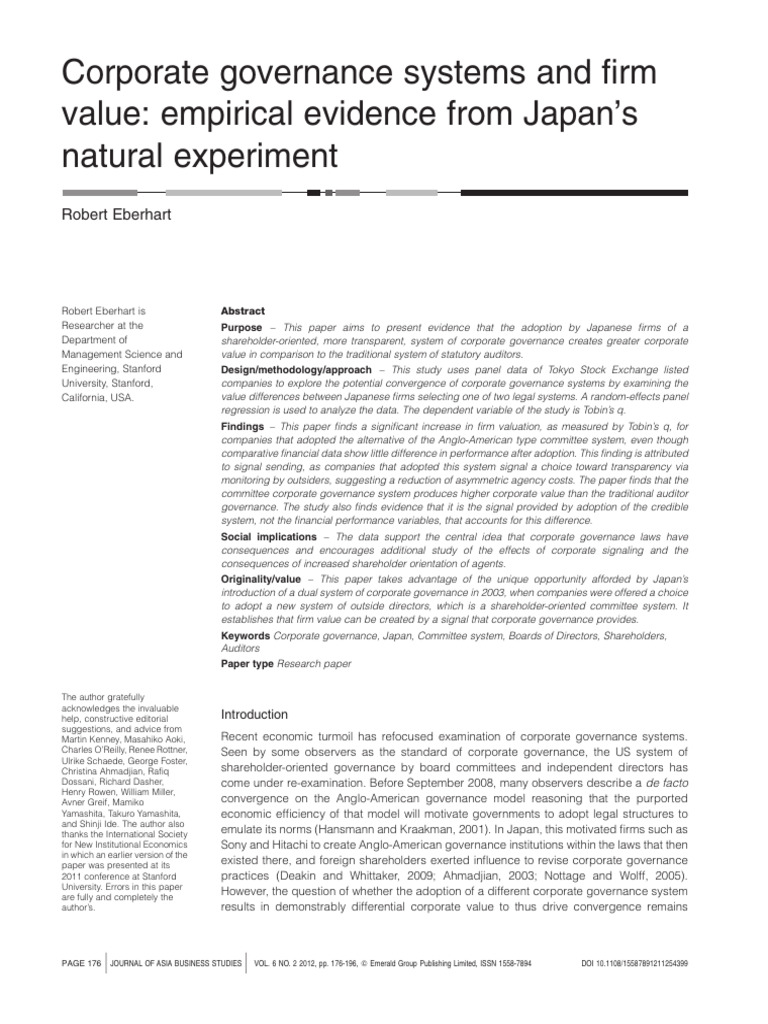 Corporate Governance Systems | PDF | Corporate Governance | Book Value