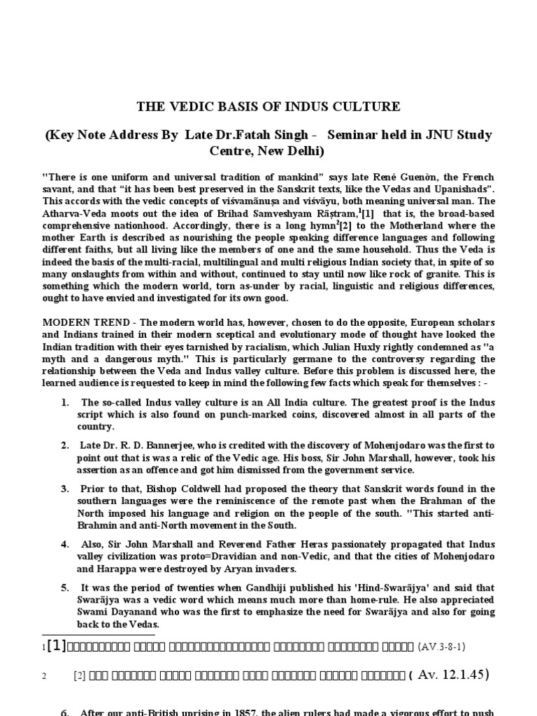 The Vedic Basis of Indus Culture | PDF | Yoga | Vedas