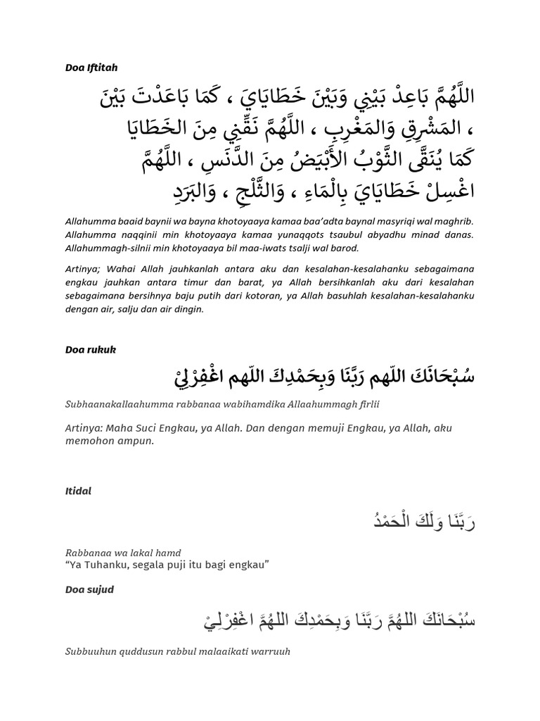 Doa Sholat Wajib Dan Jenazah Muhammadiyah | PDF