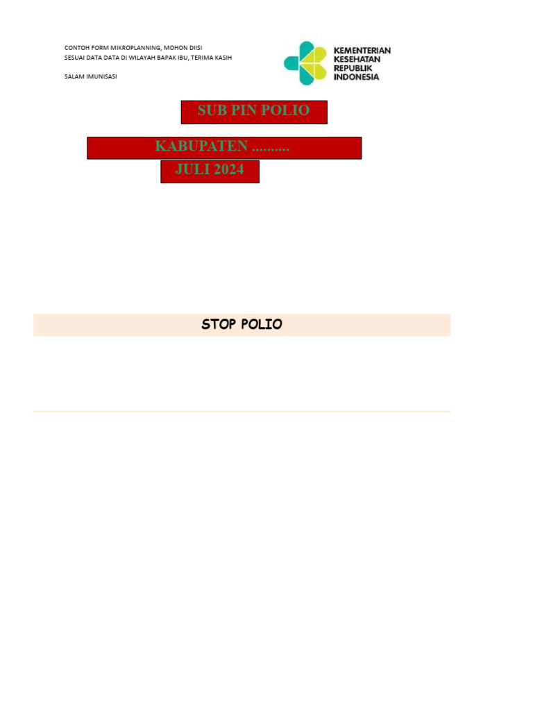 Mikroplaning Sub Pin Polio PKM Jarai 2024 | PDF