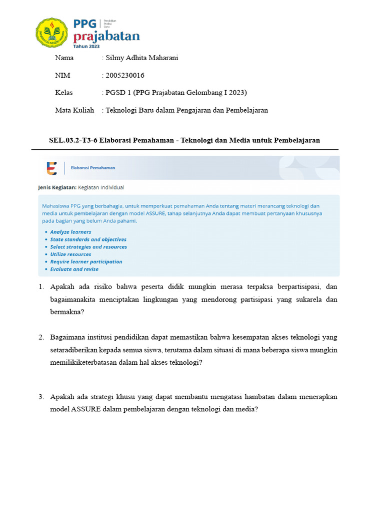 SEL.03.2-T3-6 Elaborasi Pemahaman - Teknologi Dan Media Untuk Pembelajaran_Silmy Adhita Maharani ...