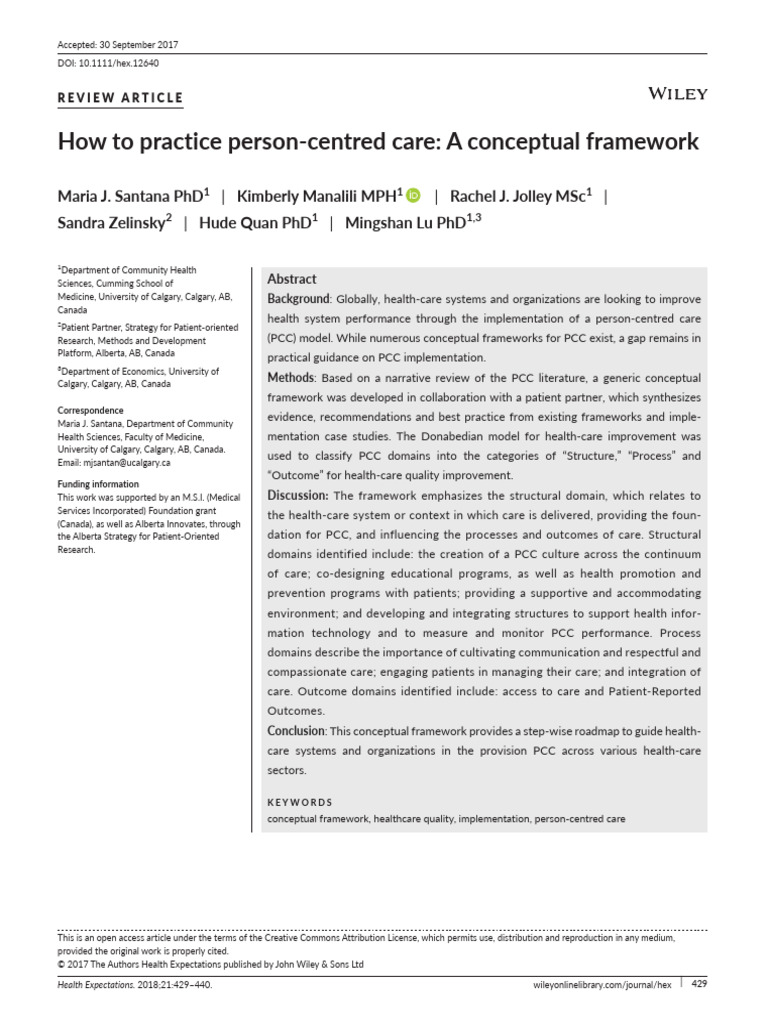 How To Practice Person Centred Care A Conceptual Framework | PDF ...