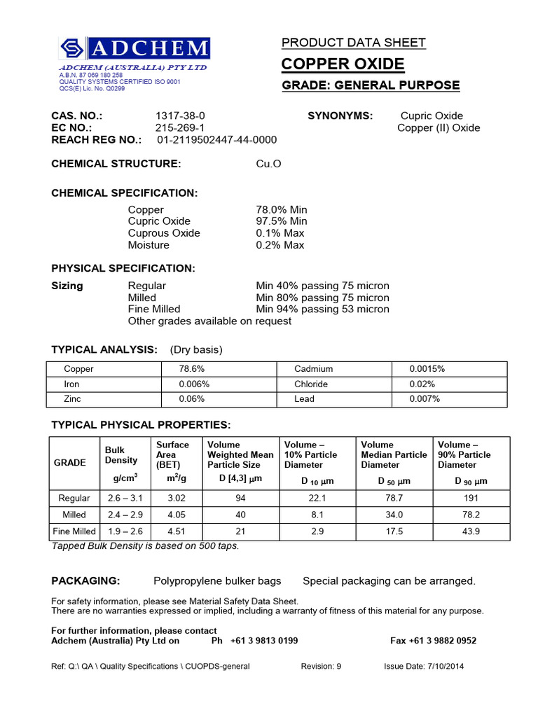CUOPDS General Rev9 | PDF | Copper | Materials
