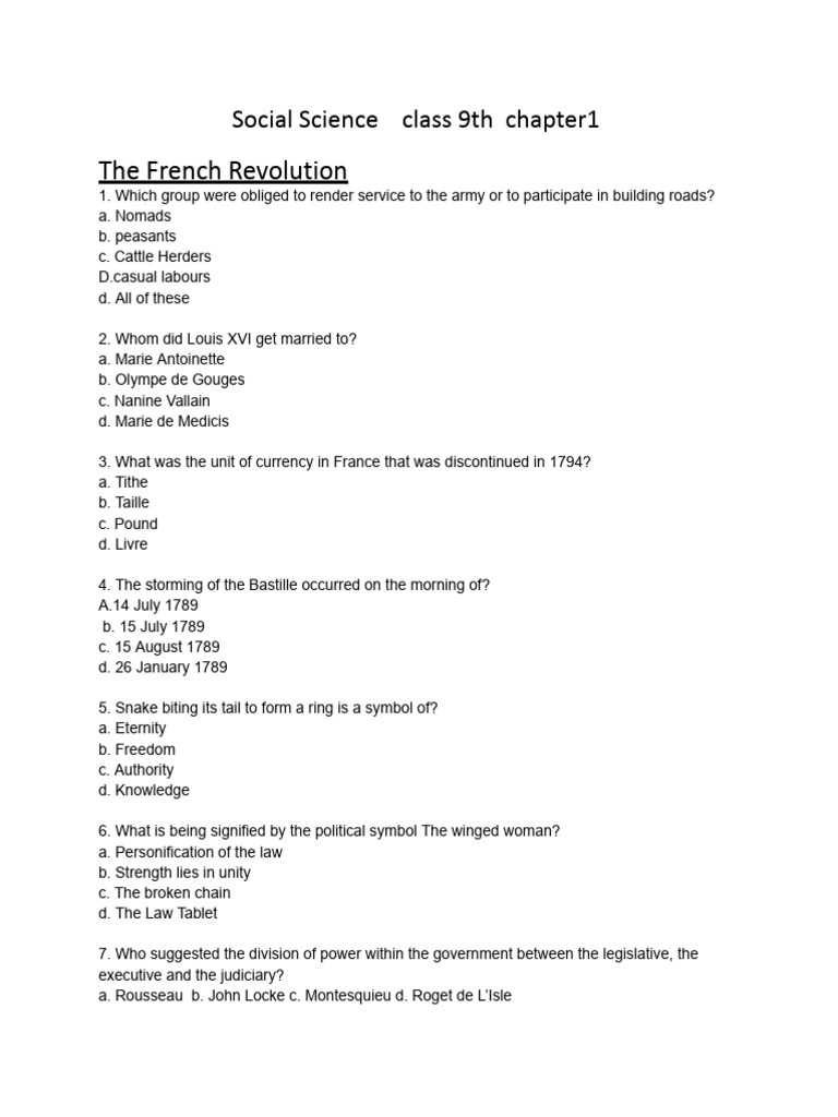 French Revolution: Key Concepts and Questions | PDF | French Revolution ...