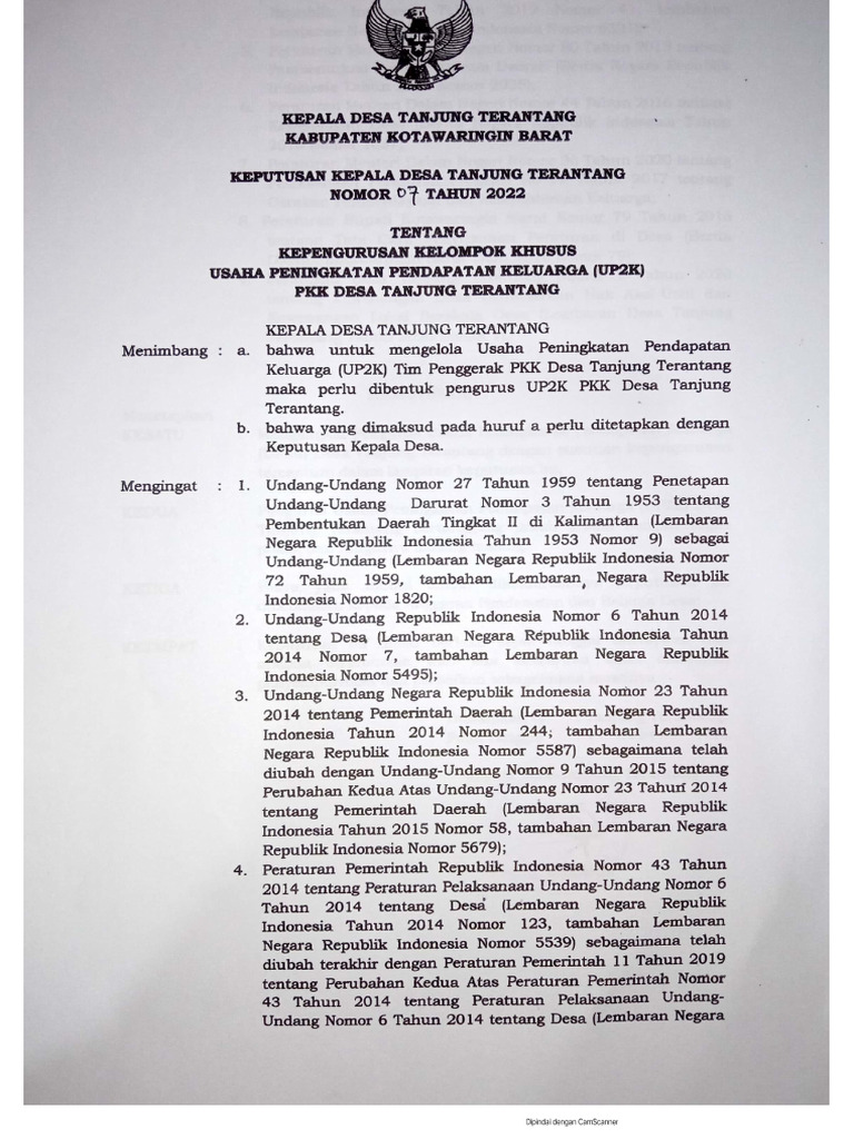SK Kepengurusan Kelompok Khusus Usaha Peningkatan Pendapatan Keluarga ...