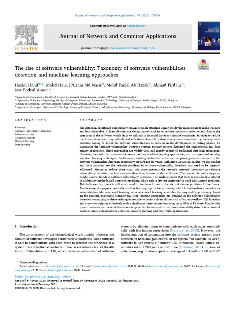 The Rise of Software Vulnerability Taxonomy of Sof - 2021 - Journal of ...