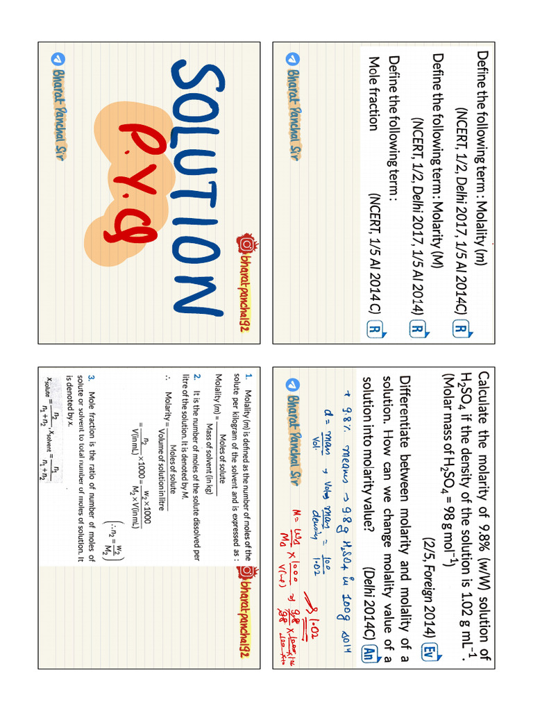 Solution PYQ New | PDF | Homogeneous Chemical Mixtures | Physical Chemistry