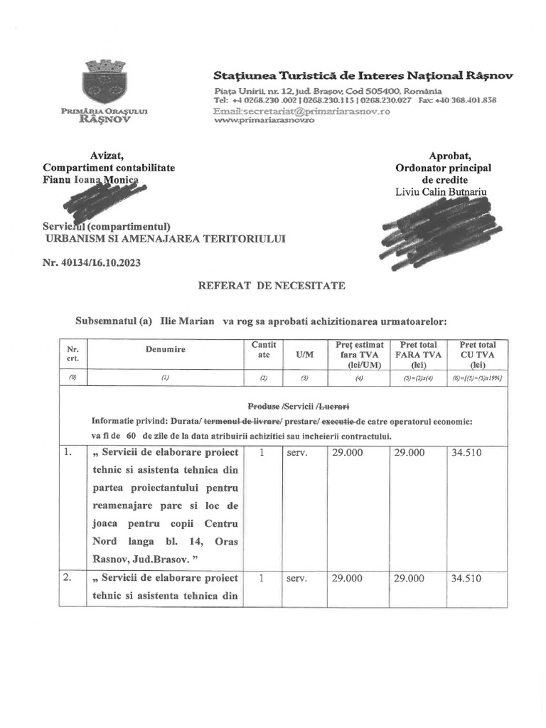 Documente Achizitie Servicii Proiect Tehnic Parcuri | PDF