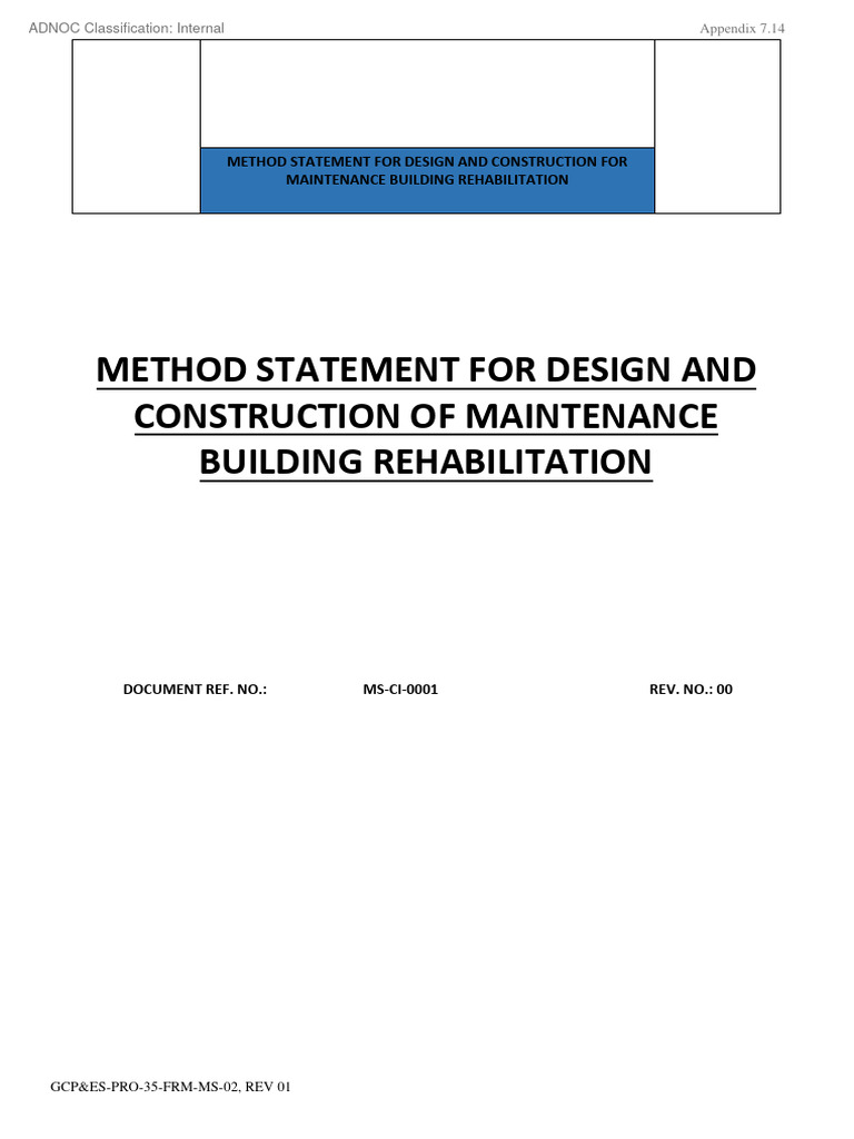 Method Statement for Design and Construction of Maintenance Building ...