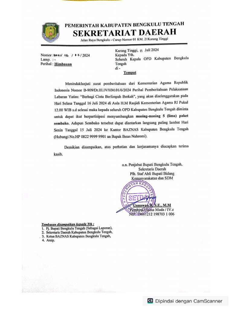 Surat Himbauan Untuk Acara Lebaran Anak Yatim | PDF