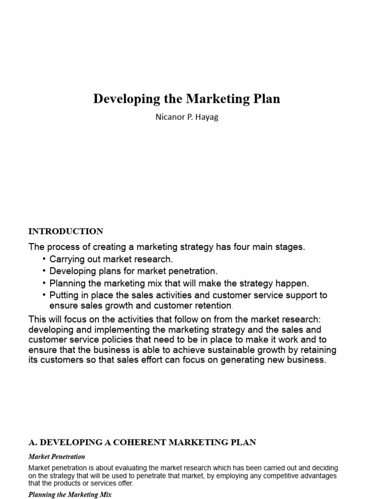 Ch. 5 - Developing The Marketing Plan | PDF | Marketing | Sales