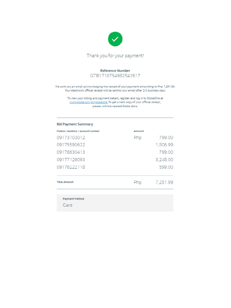 Globe Payment May 2024 | PDF