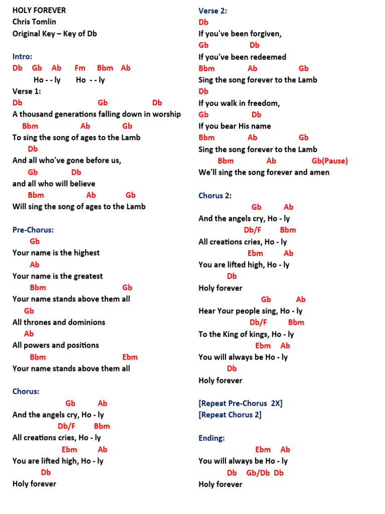 Holy Forever - Chords | PDF | Song Structure | Vocal Music