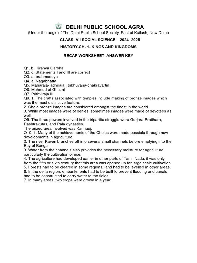 Kings and Kindom Recap Answer Key | PDF