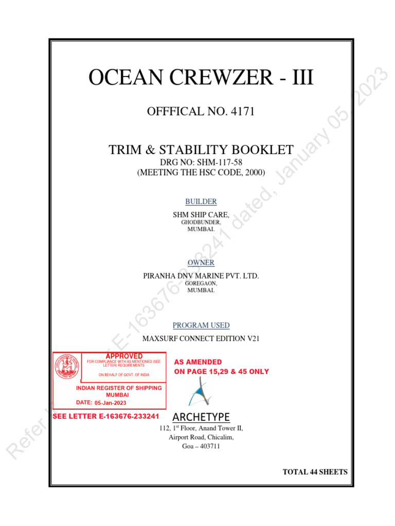 58 Trim & Stability Booklet - OC III (HSC Code) | PDF | Shipping ...