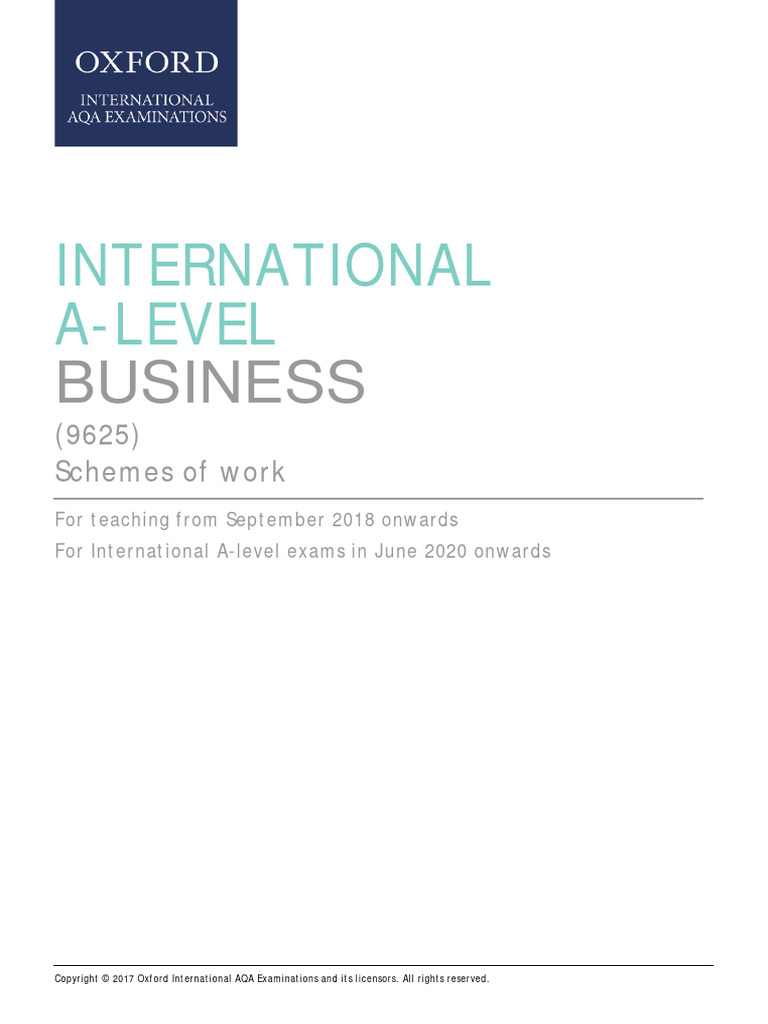 International A Level Business Schemes of Work v1 | PDF | Gce Advanced ...